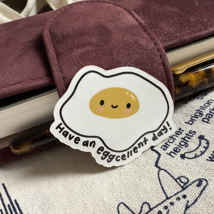 Waterproof VINYL DIECUT STICKER - Benny the Egg "Have an Eggscellent D ...