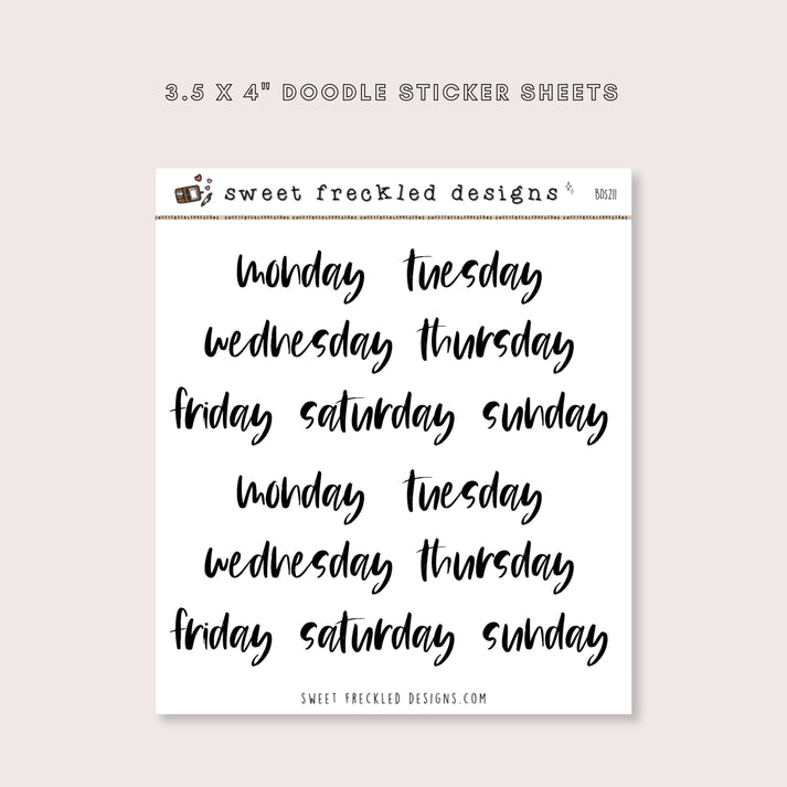 Days of the Week Bujo Stickers – Soft Paper Studio