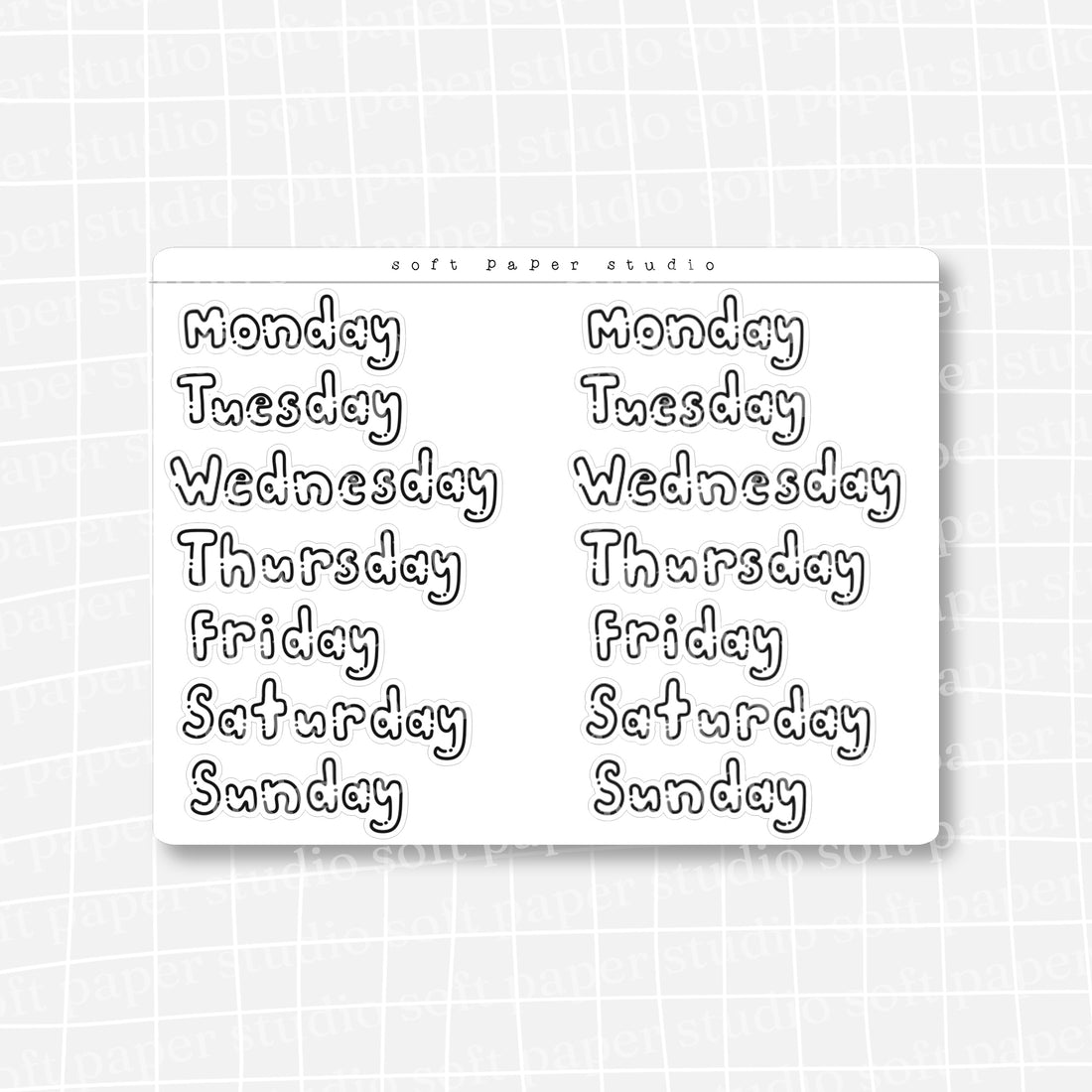 Days of Week Large Handwritten Bujo Block Bubble Letters Stickers ...