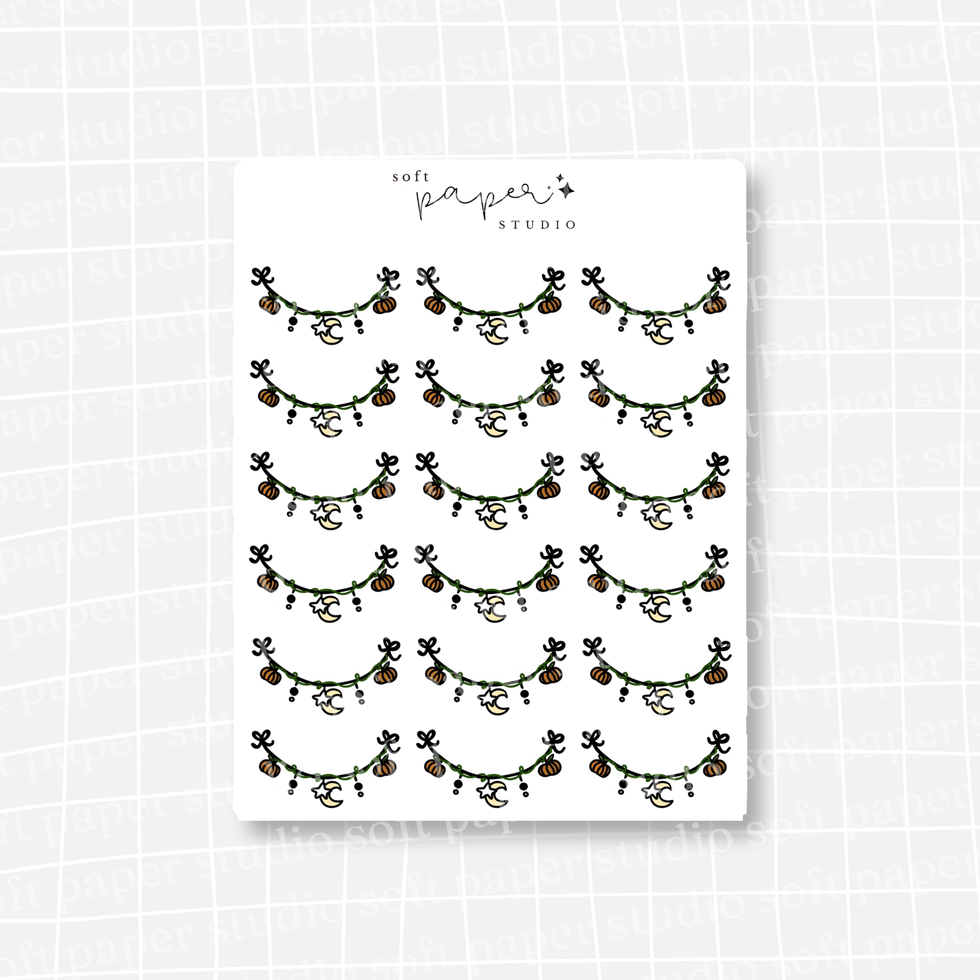 Fall Pumpkin Moon Garland Stickers – Soft Paper Studio