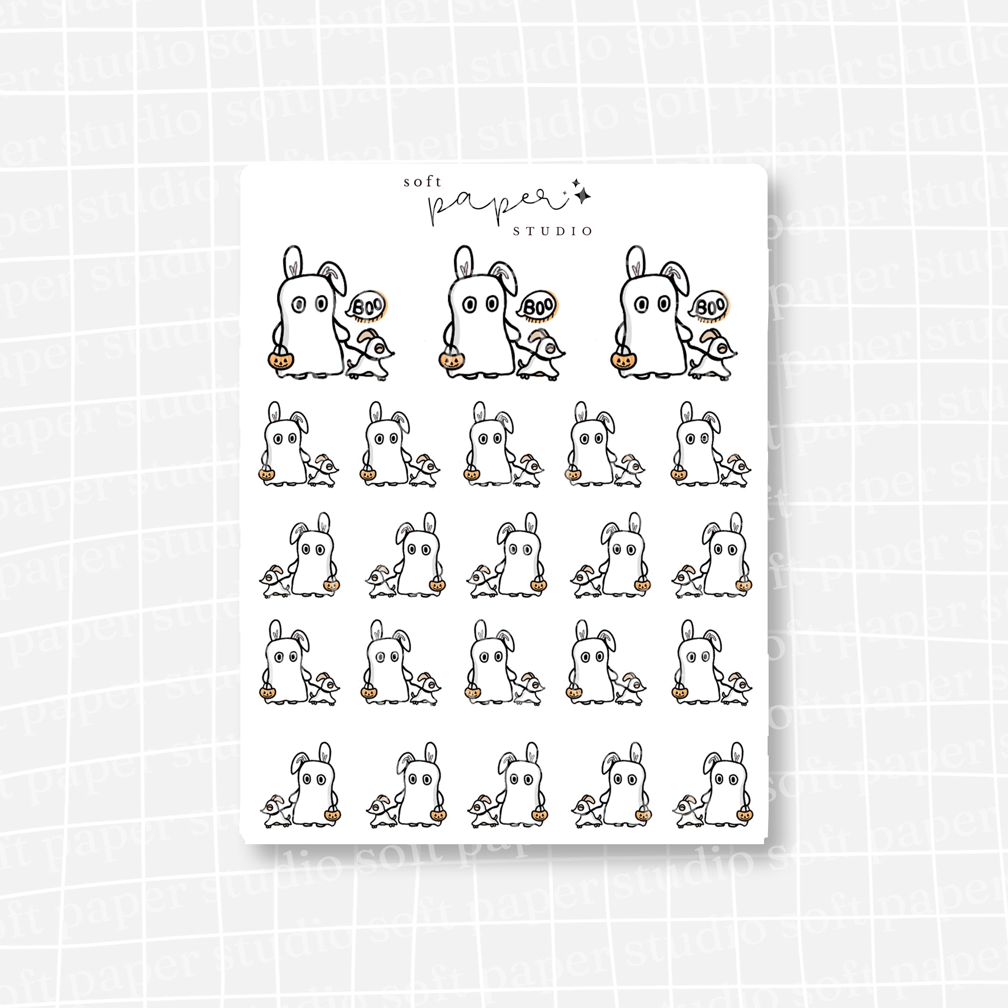 Latte the Bunny Spooky Halloween Walk the Ghostie Dog Stickers – Soft ...