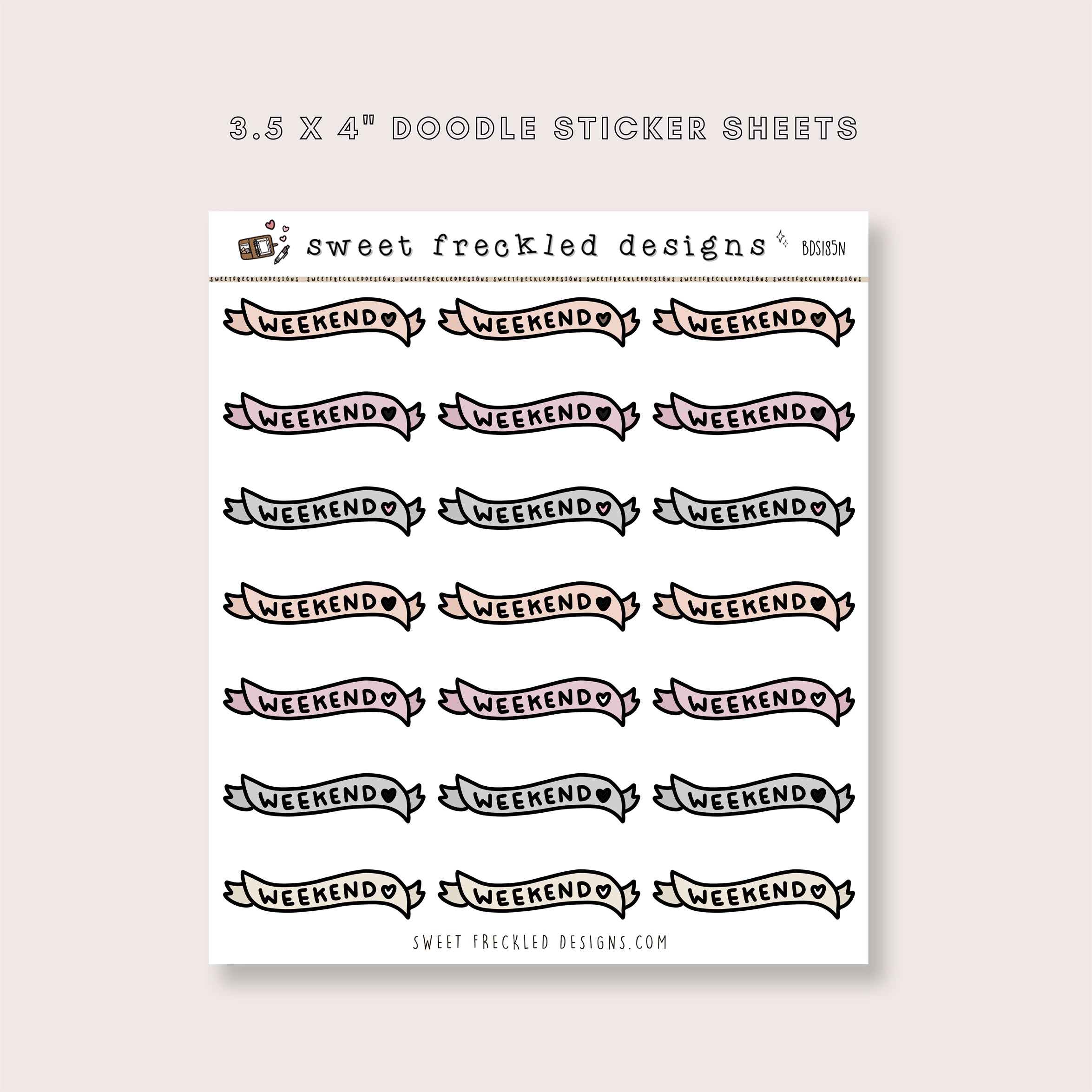 Weekend Banner Doodle Stickers (3 Colors Available) – Soft Paper Studio