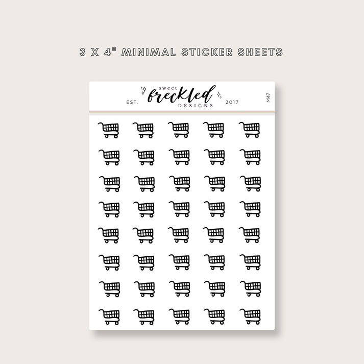 Minimalistic Mini Shopping Cart Stickers – Soft Paper Studio